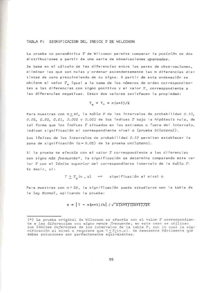 Significación de la Prueba T de Wilcoxon | PDF | Matemáticas