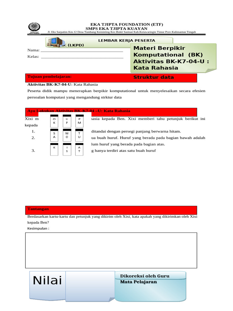 LKPD - BK-K7-04-U Kata Rahasia | PDF