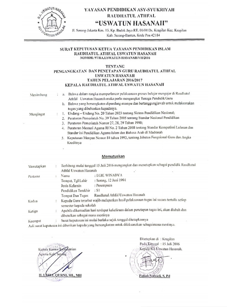 SK Pengangkatan Guru | PDF