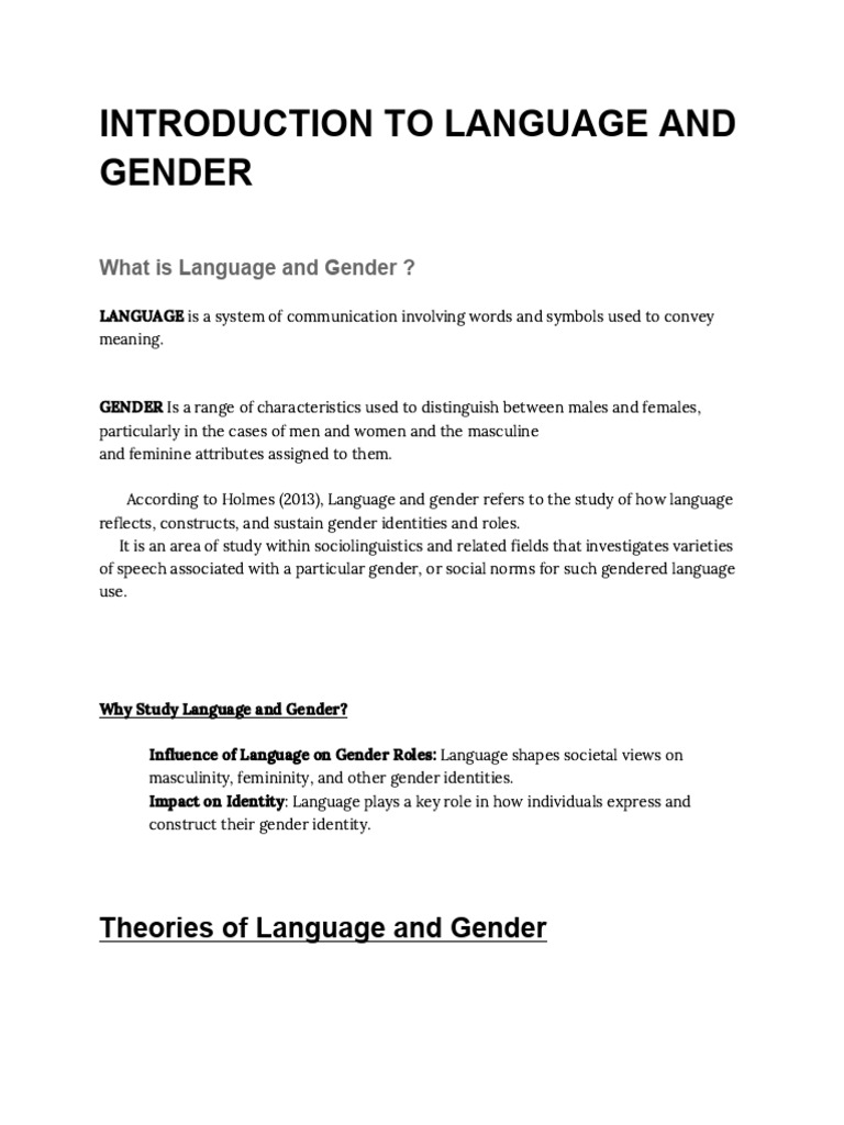 Language and Gender PDF | PDF | Gender | Gender Studies