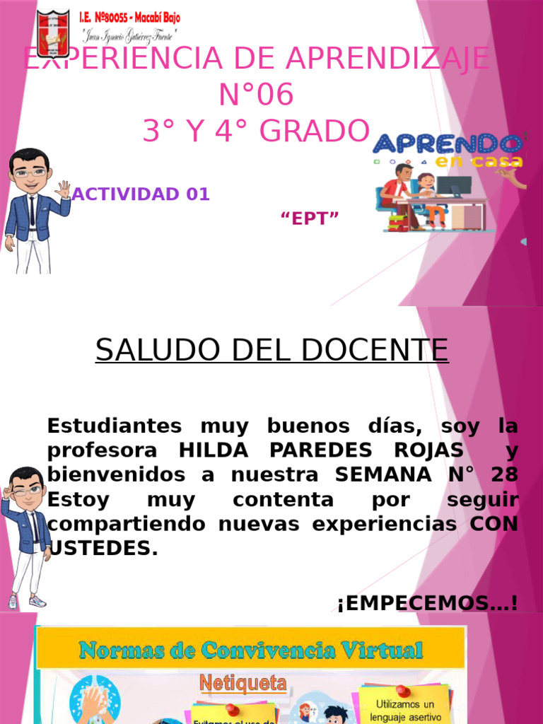 Experiencia de Aprendizaje N°06 3° y 4° Grado Juan Ignacio Semana 28 | PDF | Evaluación ...