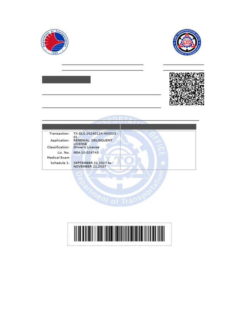 LTO Official Receipt Sample 2024 | PDF
