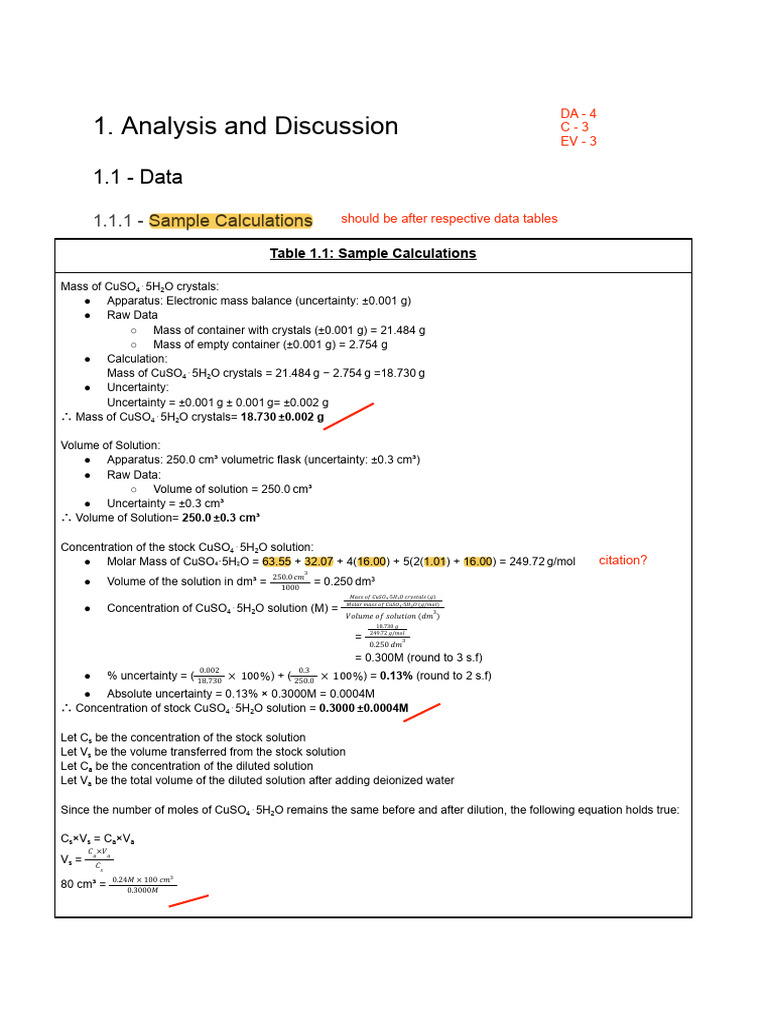 Chemistry Serial Dilution Report Annotated | PDF | Observational Error ...