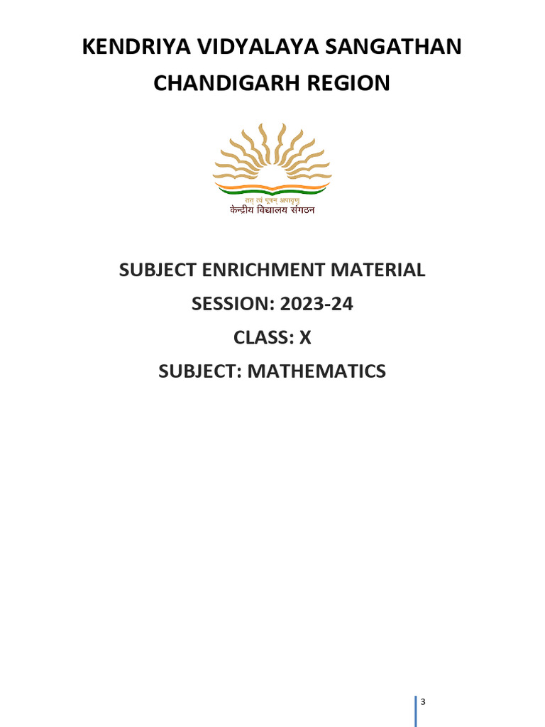 Subject Enrichment Material Class X Maths | PDF | Polynomial ...
