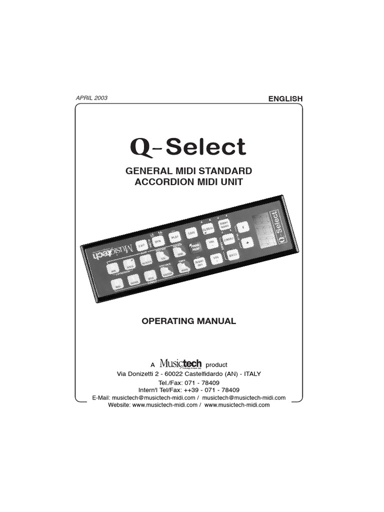 Accordion MIDI Unit Operating Manual | PDF | Loudspeaker | Accordion
