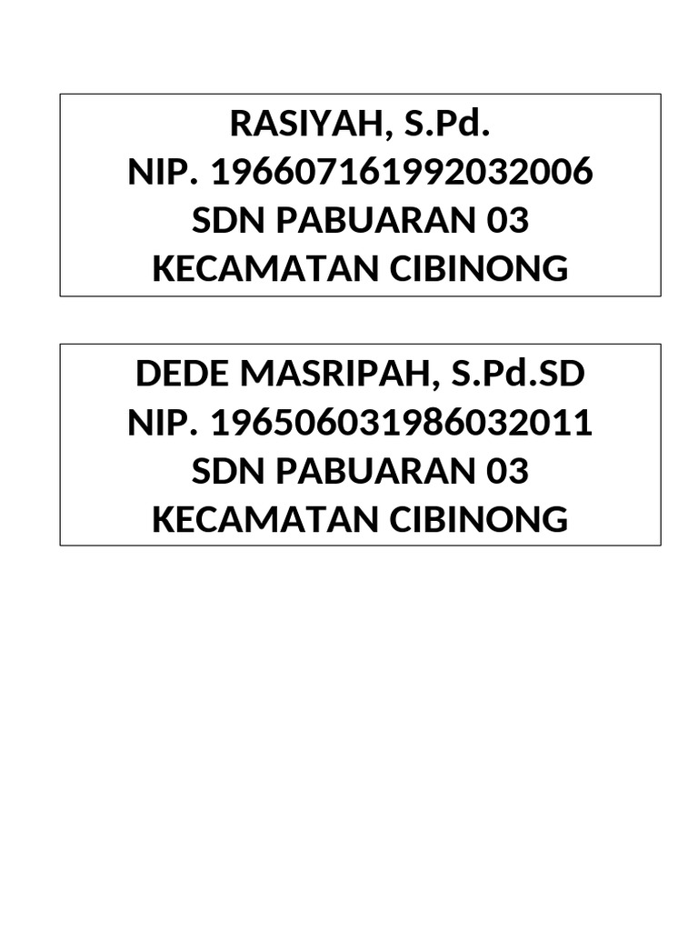 Nama Untuk Di Berkas MAP | PDF