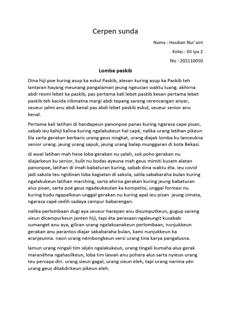 Cerpen Sunda Hasdian Asu | PDF