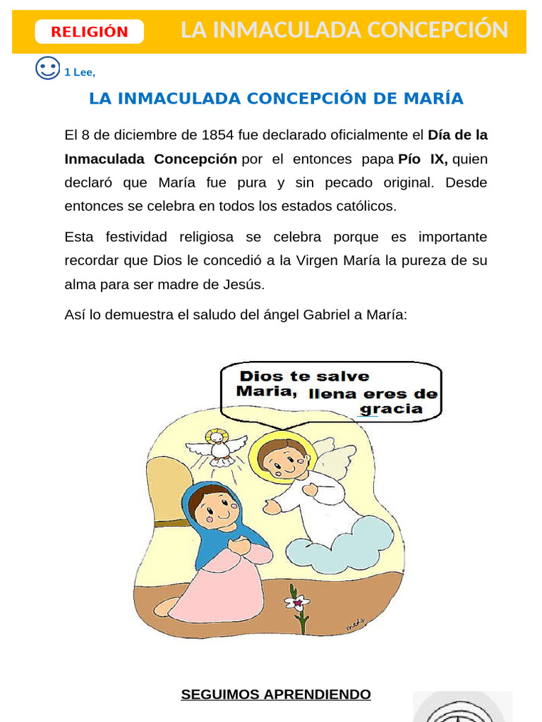 D3 A2 Ficha Rel. La Inmaculada Concepción | PDF