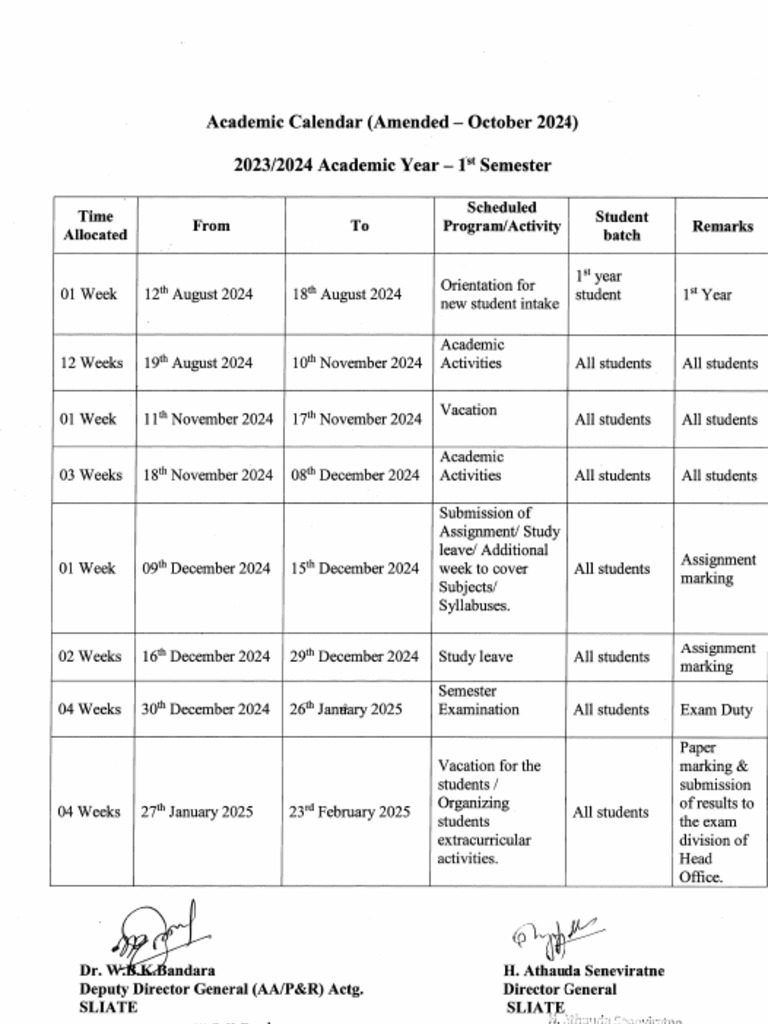Academic Calendar 2023 24 & 2025 | PDF