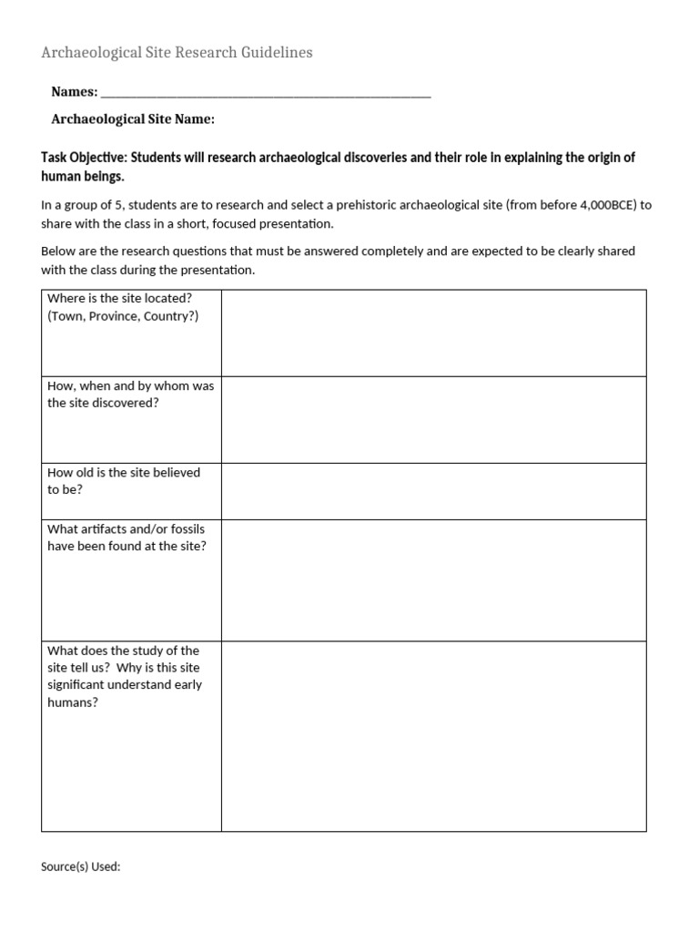 Archaeological Site Research Guidelines | PDF