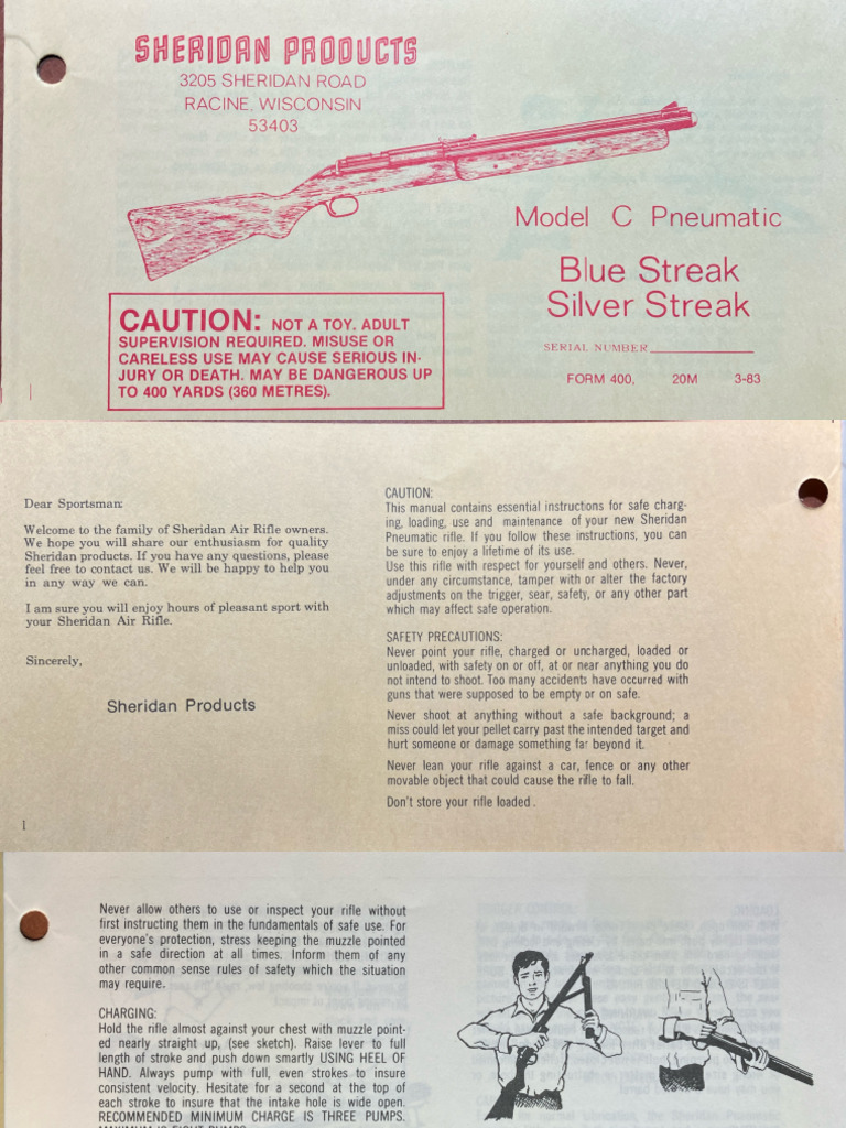 Sheridan Air Rifle Instruction Manual | PDF | Gun Barrel | Weapon Design