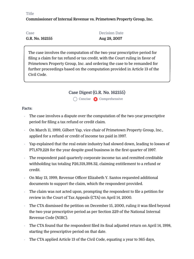 CIR v. Primetown | PDF | Public Law | Taxes