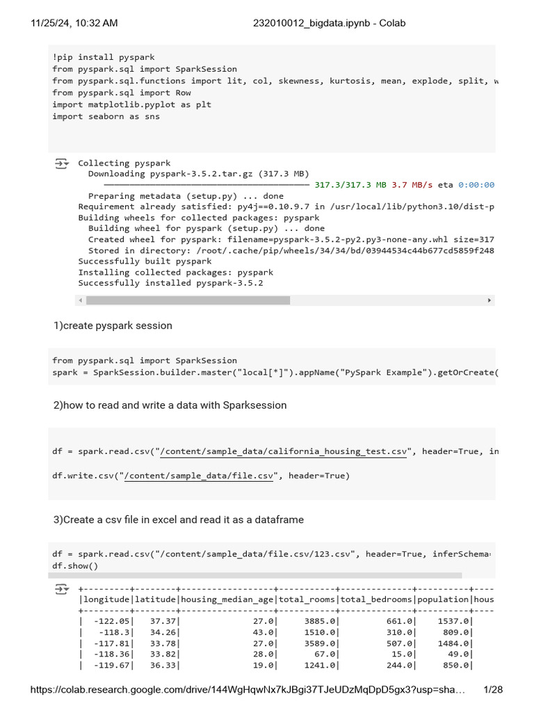 Bigdata - Ipynb - Colab | PDF | Data Management Software | Information Technology Management