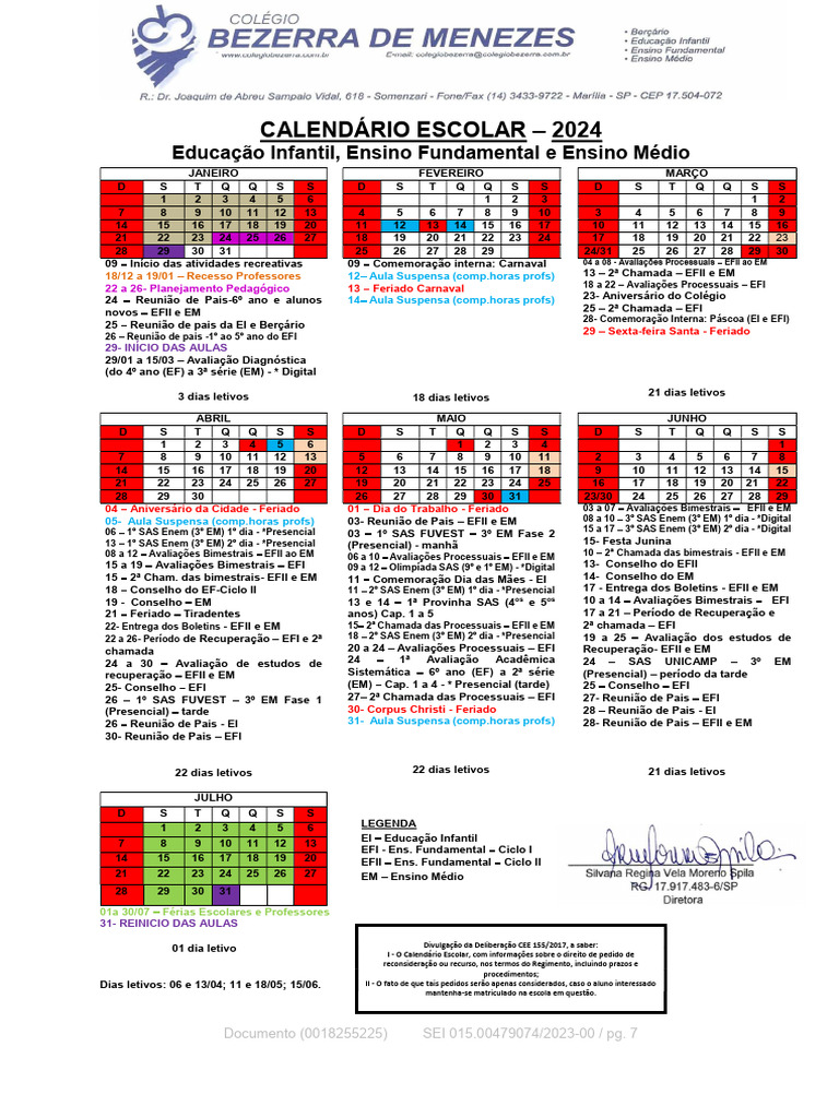 Calendario Escolar 2024 PDF | PDF