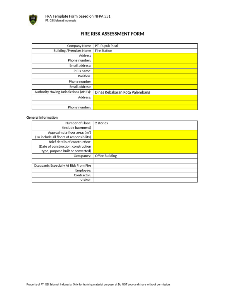 Fra Form Template | PDF | Fire Safety | Fire Sprinkler System