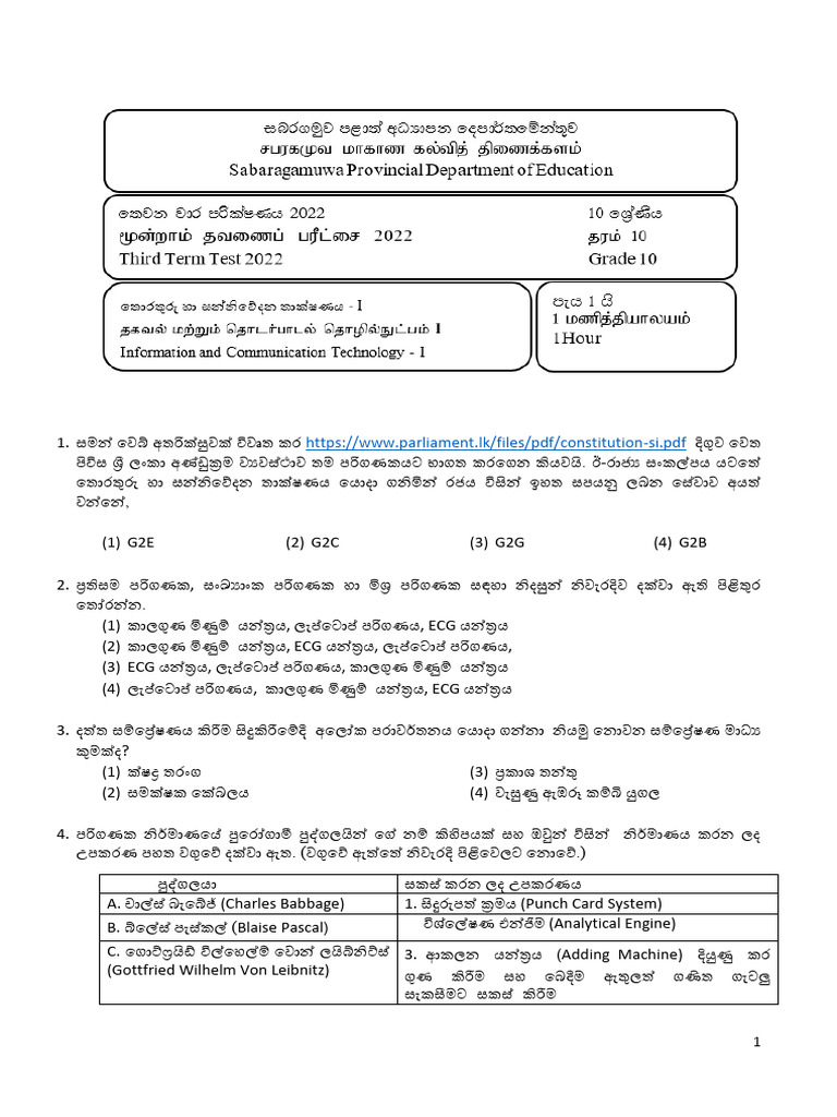 SabP G10 S ICT 2022 I&II | PDF