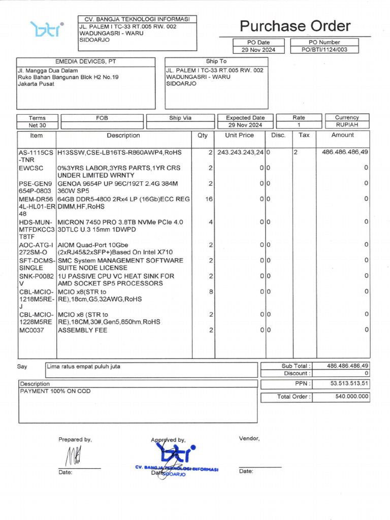 Po Server Bti Pt. Emedia Devices | PDF