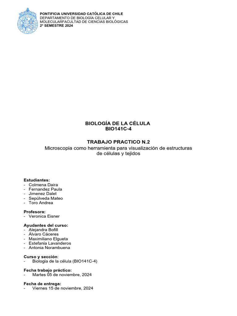Informe Lab. Biocel 2 PDF | PDF | Microscopio | Inmunofluorescencia