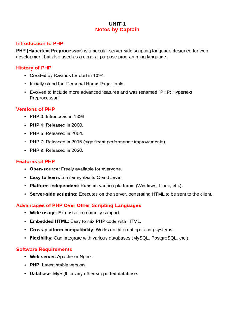 Notes by Captain: Introduction To PHP | PDF | Php | Http Cookie Notes by Captain: Introduction To PHP | PDF | Php | Http Cookie
