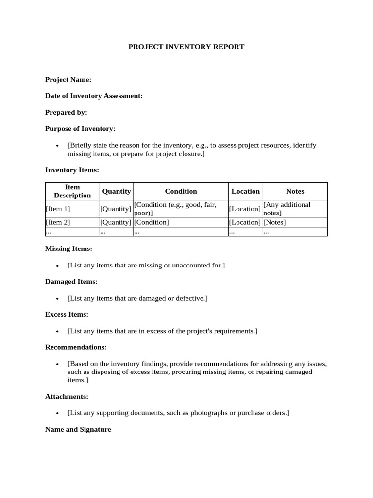 Weekly Inventory Report Template | PDF