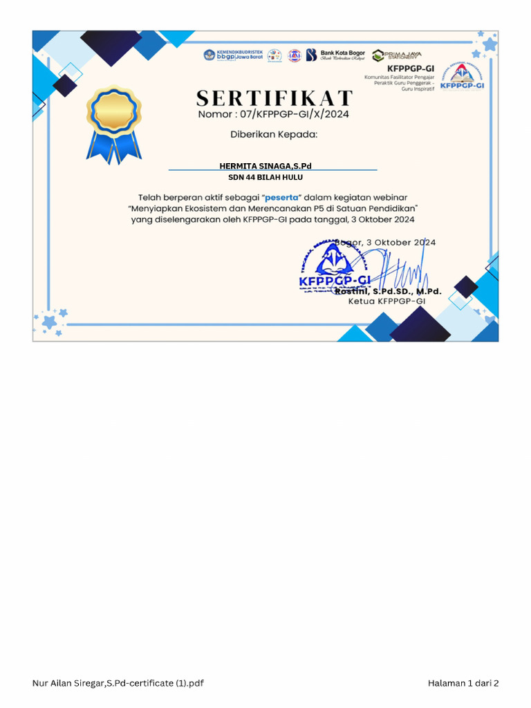 Nur Ailan Siregar, S.Pd-certificate (1) .PDF - 20241130 - 105502 - 0000 | PDF
