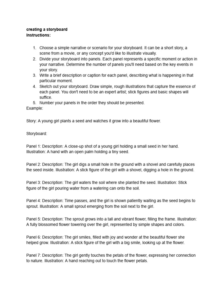 Storyboard for Growing a Garden | PDF | Flowers