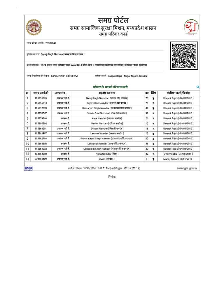 Samagra - Gov.in FamilyCard | PDF