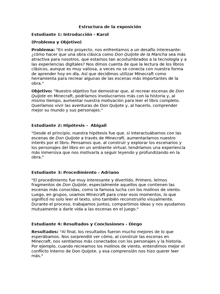 Exposición 2do - Desarrollada | PDF | Don Quijote