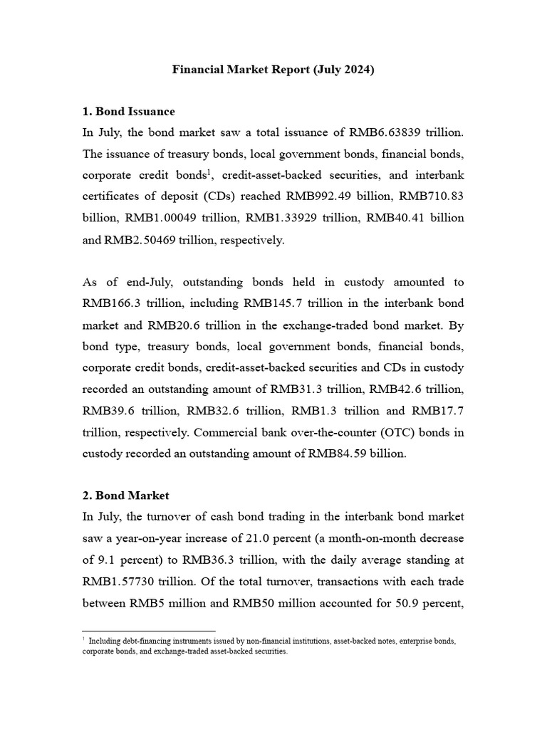 Financial Market Report (July 2024) 1. Bond Issuance | PDF | Bonds ...