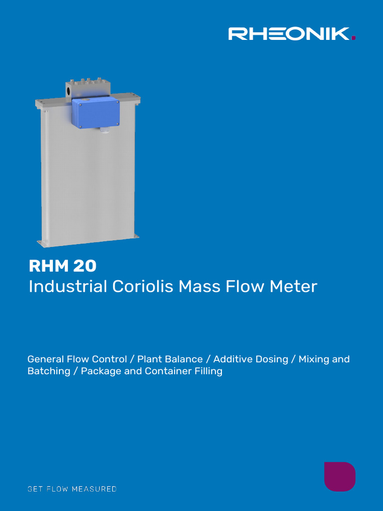 Rheonik RHM20 Coriolis Mass Flow Meter Datasheet | PDF | Flow Measurement | Calibration