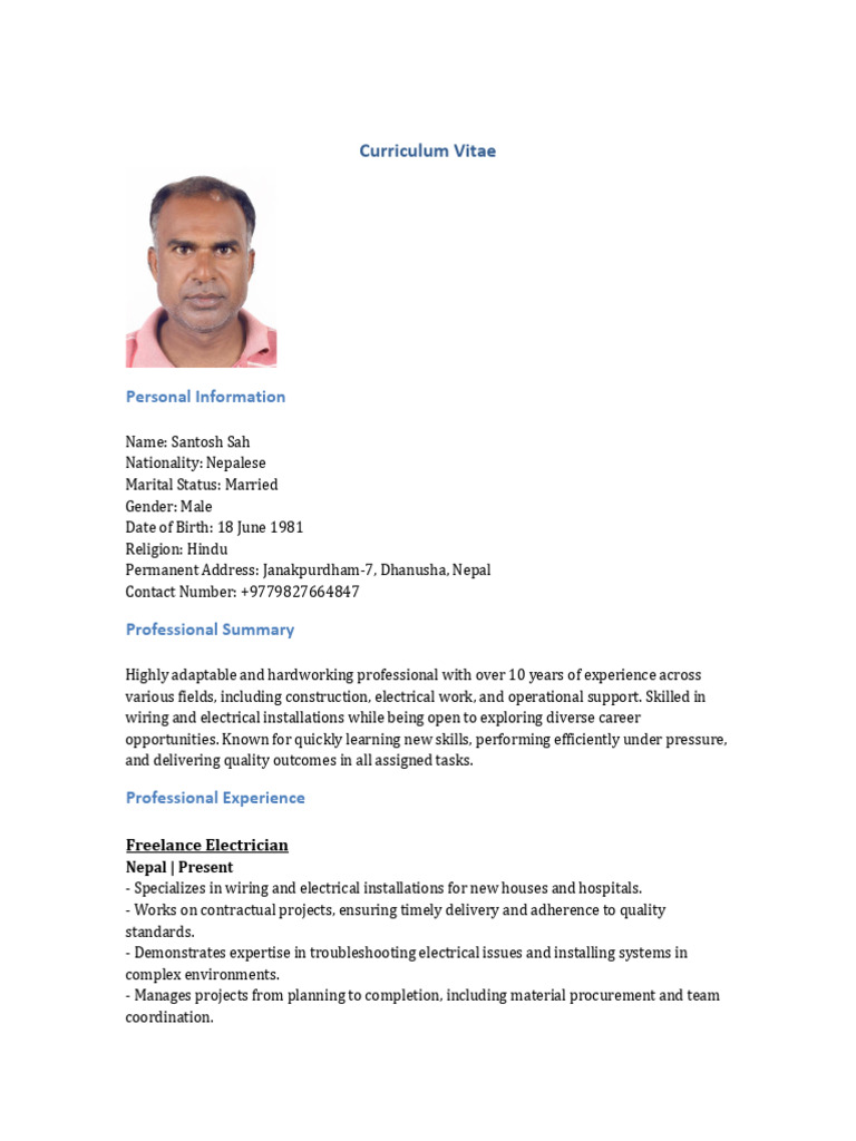 Santosh Sah CV | PDF