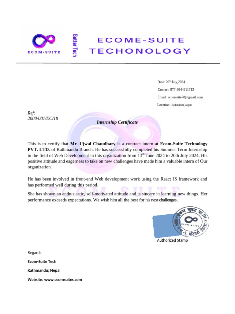 Ujwal Certificate | PDF