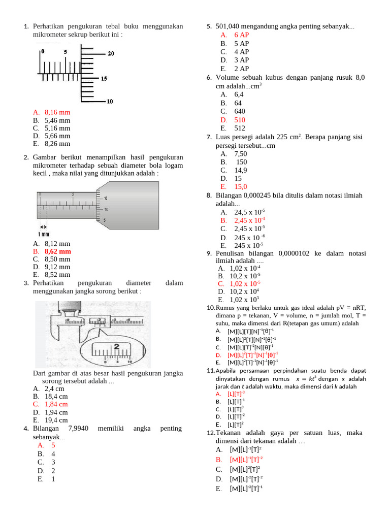 Soal Fisika Pas Kelas 10 | PDF