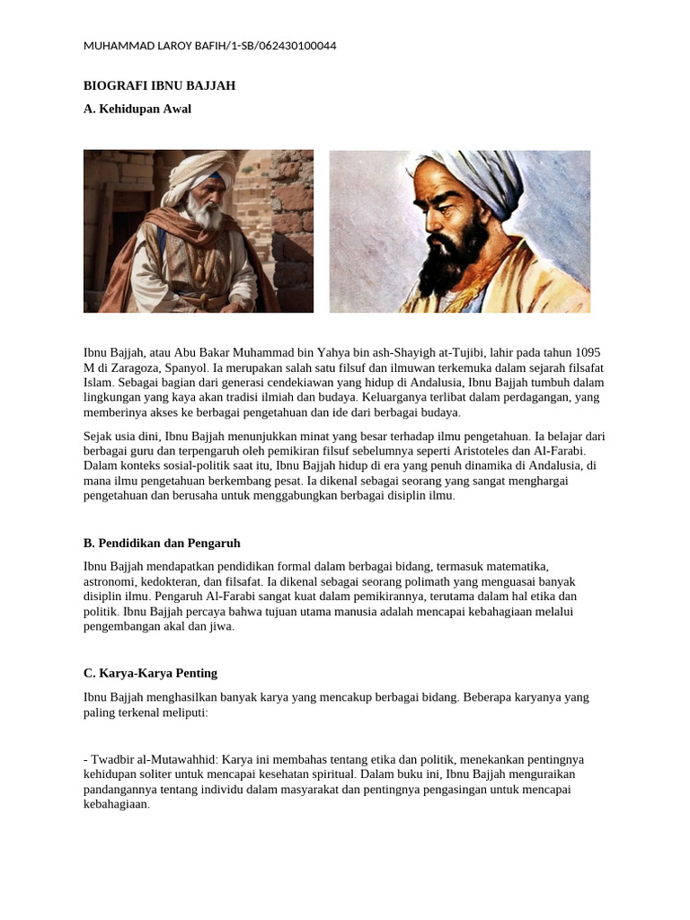 Biografi Ibnu Bajjah: Filsuf Andalusia | PDF
