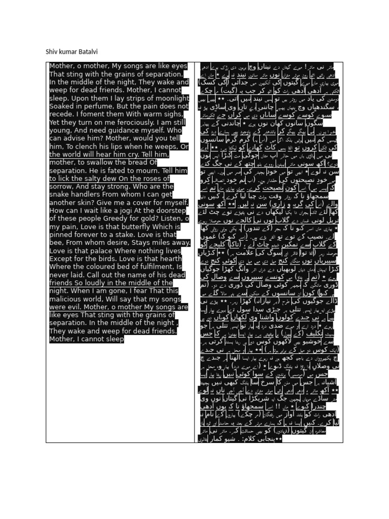 Shiv Kumar Batalvi | PDF