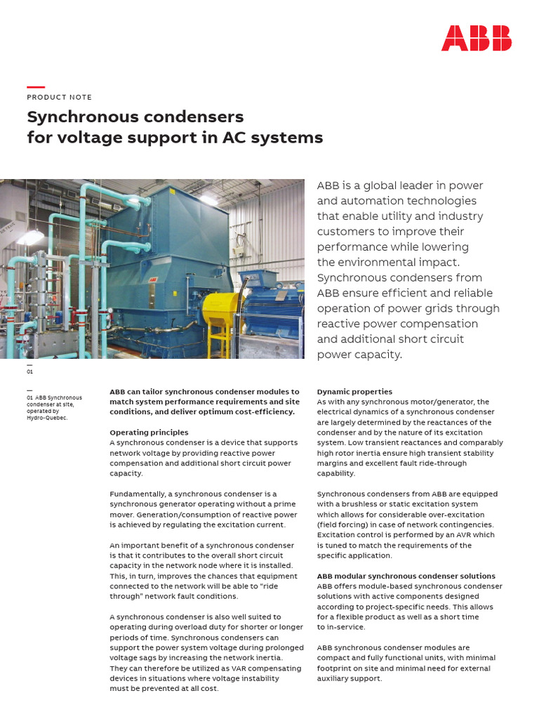 ABB Synchronous Condensers 9AKK105859 RevA EN Lowres | PDF | Capacitor ...