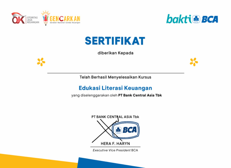 Sertifikat Literasi Keuangan | PDF