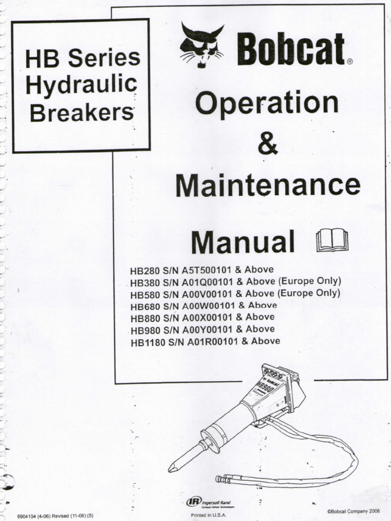 Manual de Operacion & Mantenimiento Martillo Hidraulico Series HB280-HB1180 | PDF