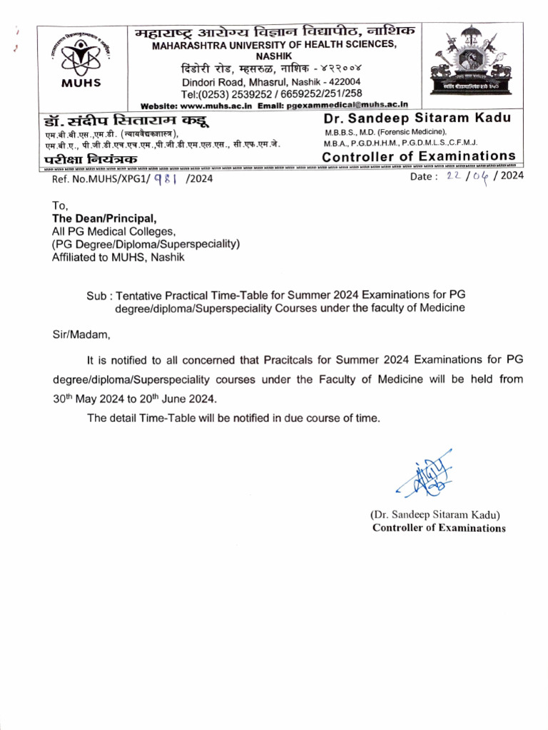 Tentative Practical Time-Table For Summer 2024 - 230424 | PDF ...