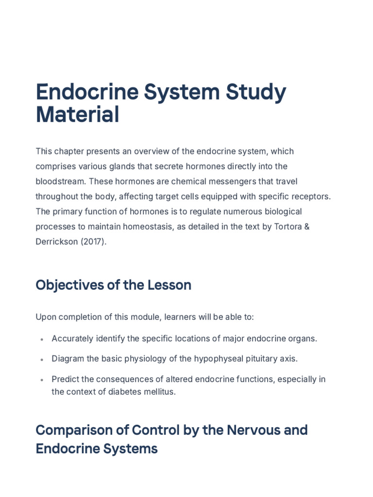 Summary of Endocrine | PDF | Endocrine System | Adrenal Gland