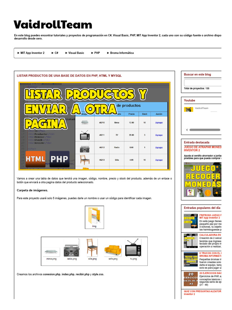 PHP y HTML - CSS - MYSQL - LISTAR PRODUCTOS DE UNA BDS - VaidrollTeam ... PHP y HTML - CSS - MYSQL - LISTAR PRODUCTOS DE UNA BDS - VaidrollTeam ...