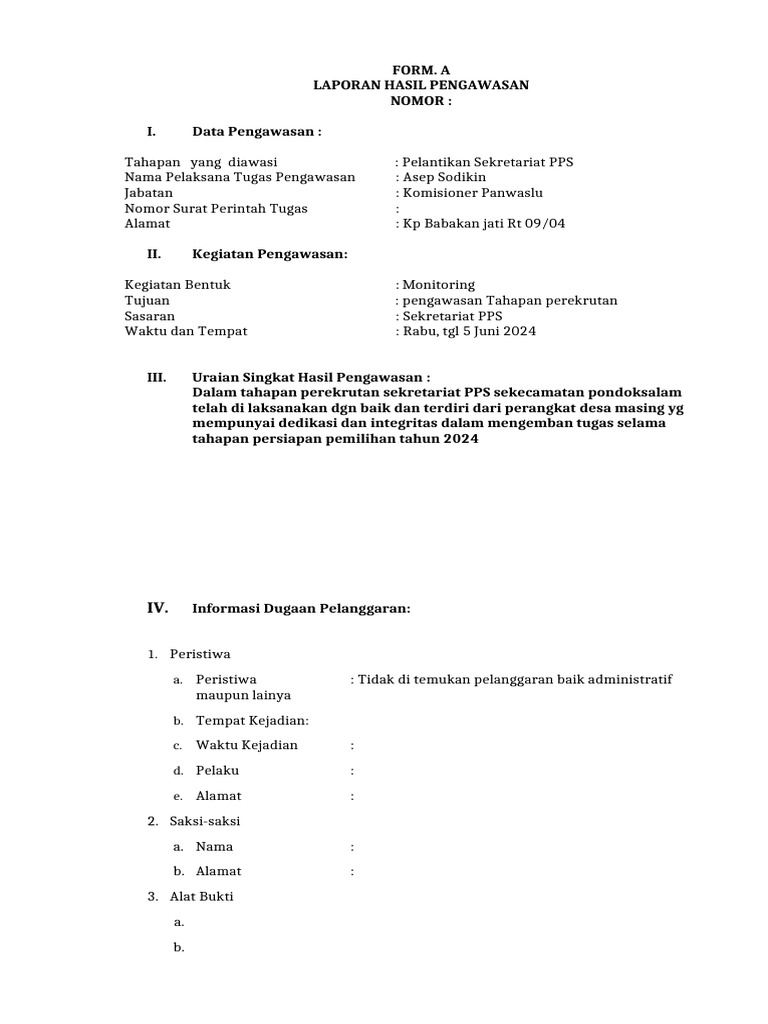LHP PENGAWASAN 01 Asep S | PDF