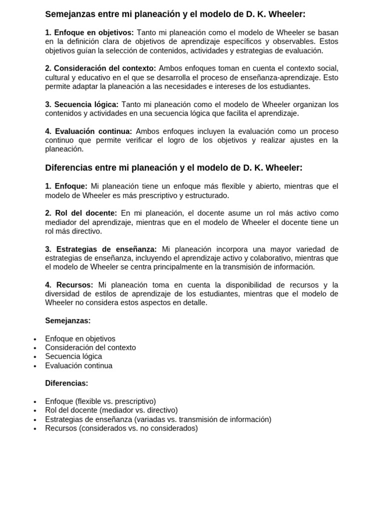 Planeación educativa según D.K. Wheeler | PDF | Evaluación | Aprendizaje