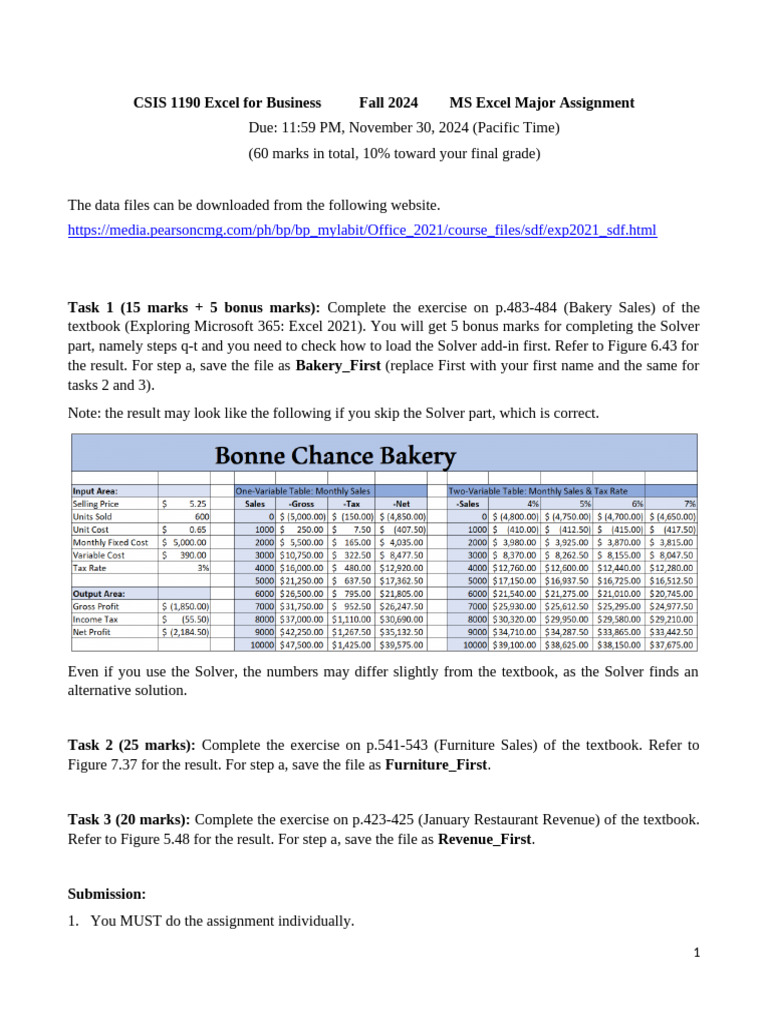 Major Excel Assignment-Updated | PDF