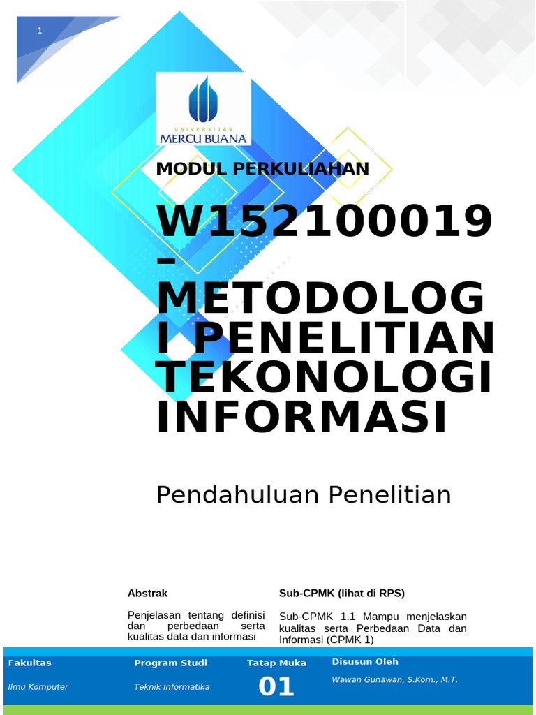 Modul Metodologi Penelitian Teknologi Informasi (TM1) | PDF