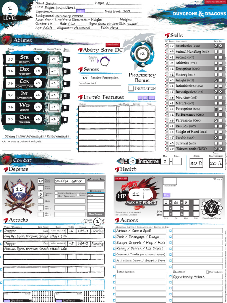 MPMB's Character (Syzoth) Record Sheet (v13.1.10) (Colorful - A4) | PDF ...