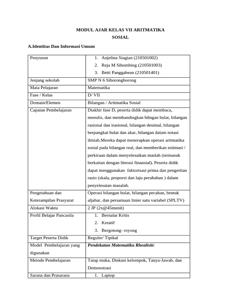 MODUL AJAR (P4) KELOMPOK 3 Abr | PDF