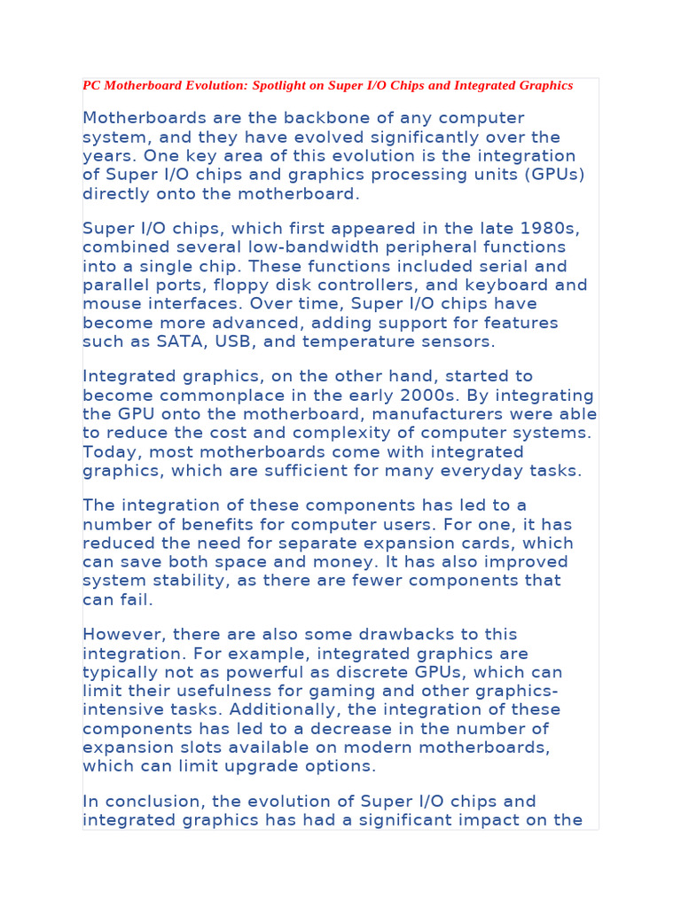 PC Motherboard Evolution | PDF