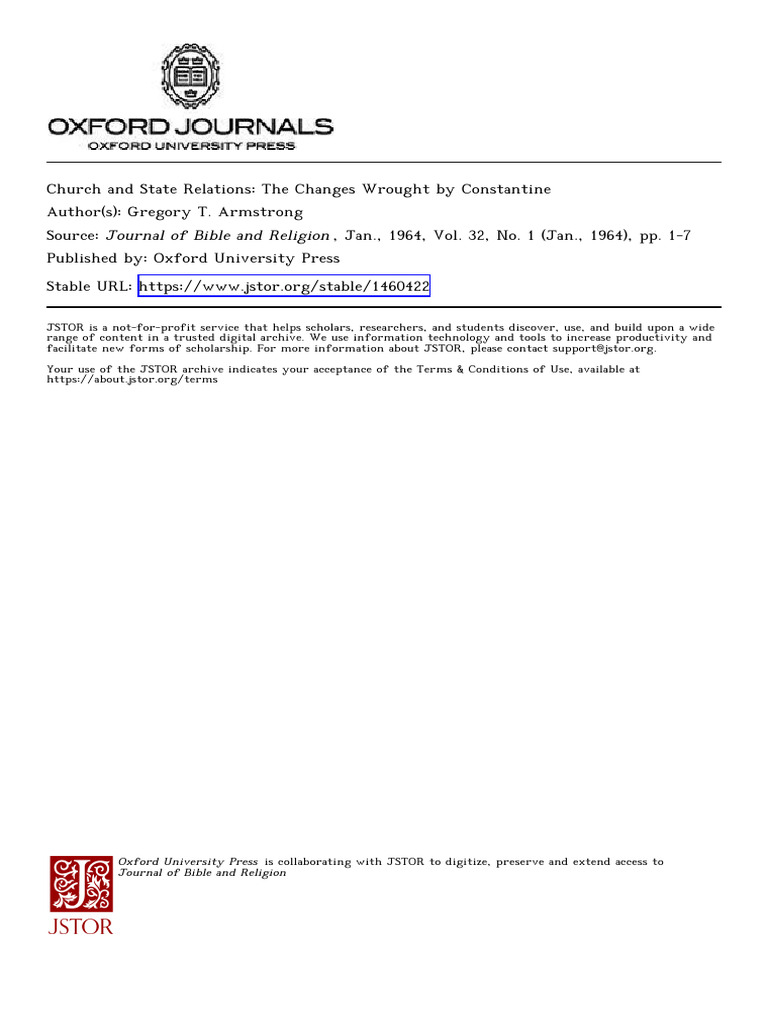 Changes in Church-State Relations Under Constantine | PDF | Constantine ...