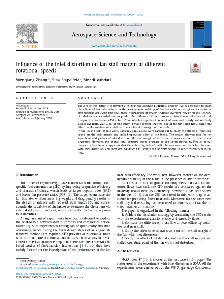 Influence of The Inlet Distortion On Fan | PDF | Mechanical Engineering ...